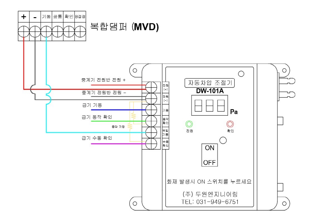 급기댐퍼 결선도 Dw 101a 201a 자료실 두원엔지니어링 제연담파 제연설비 공조자재 제조